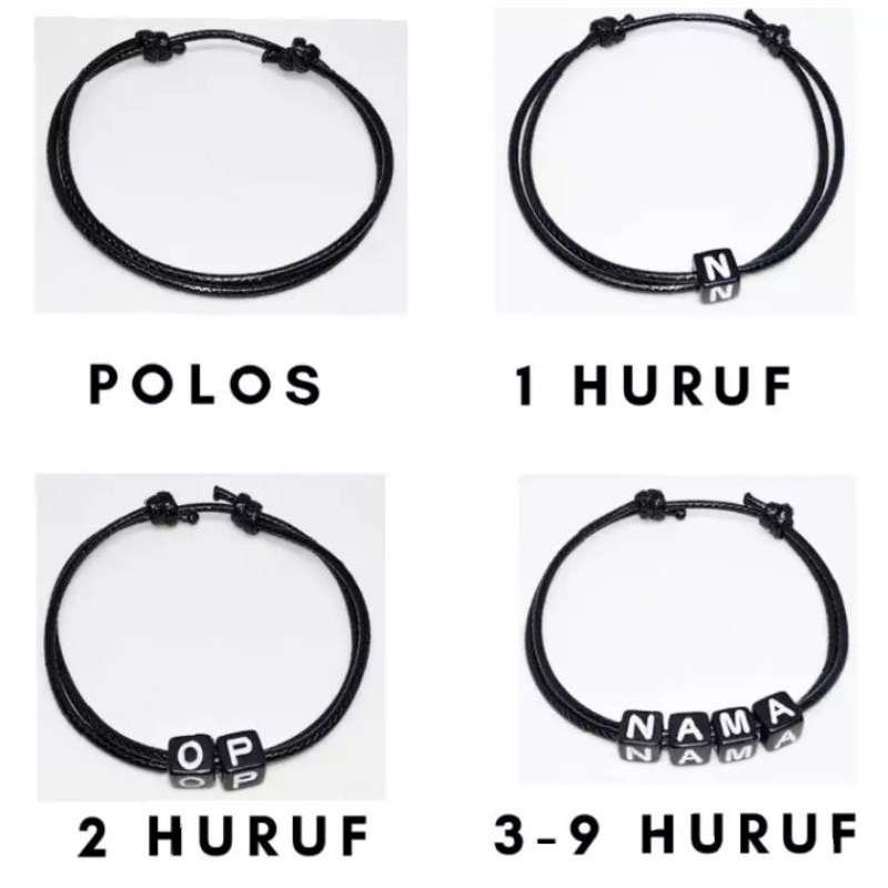 Jual Gelang inisial WATERPROOF 1 huruf/Custom nama inisial bracelet ...