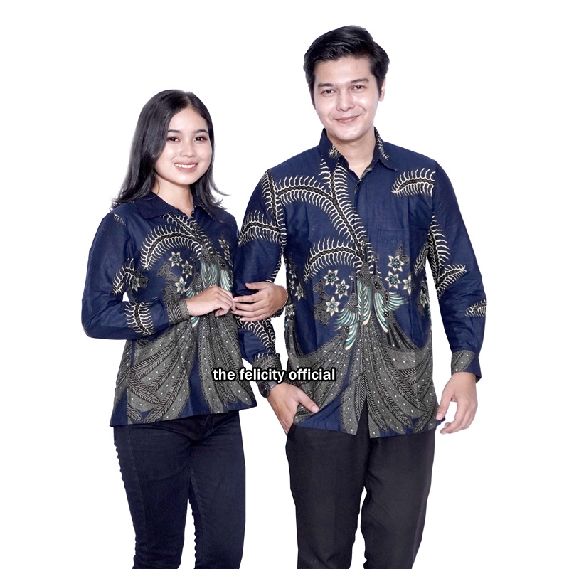 Jual felicitybatik - Kemeja Batik Wanita Pria Couple Kantor Motif Merak ...