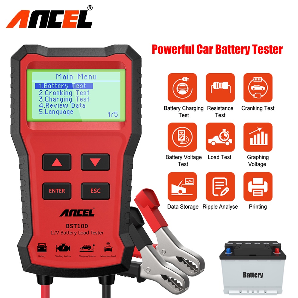 Jual ANCEL BST100 Penguji Baterai Mobil dengan Pengisian/Tes Engkol 30 ...