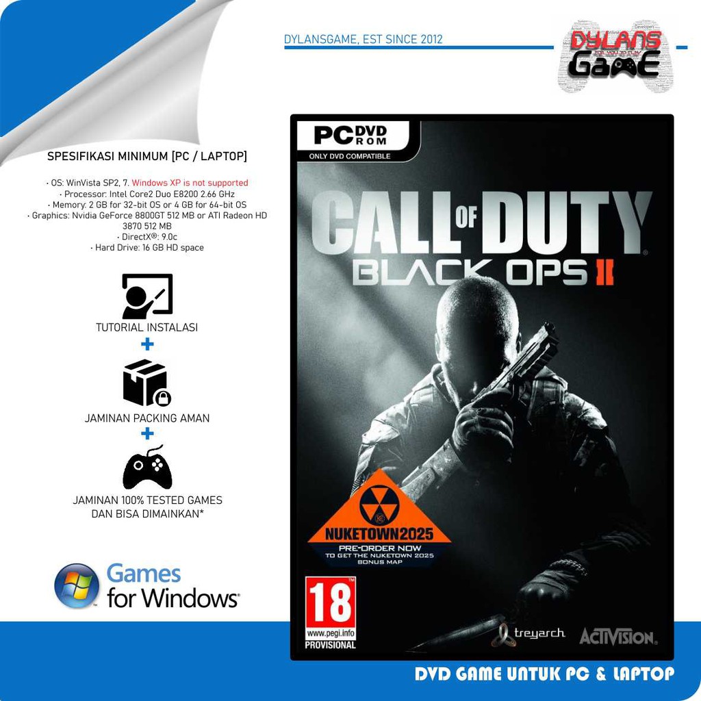 Jual CALL OF DUTY BLACK OPS 2 COD BO2 PC GAMES DVD GAME LAPTOP CD GAME ...