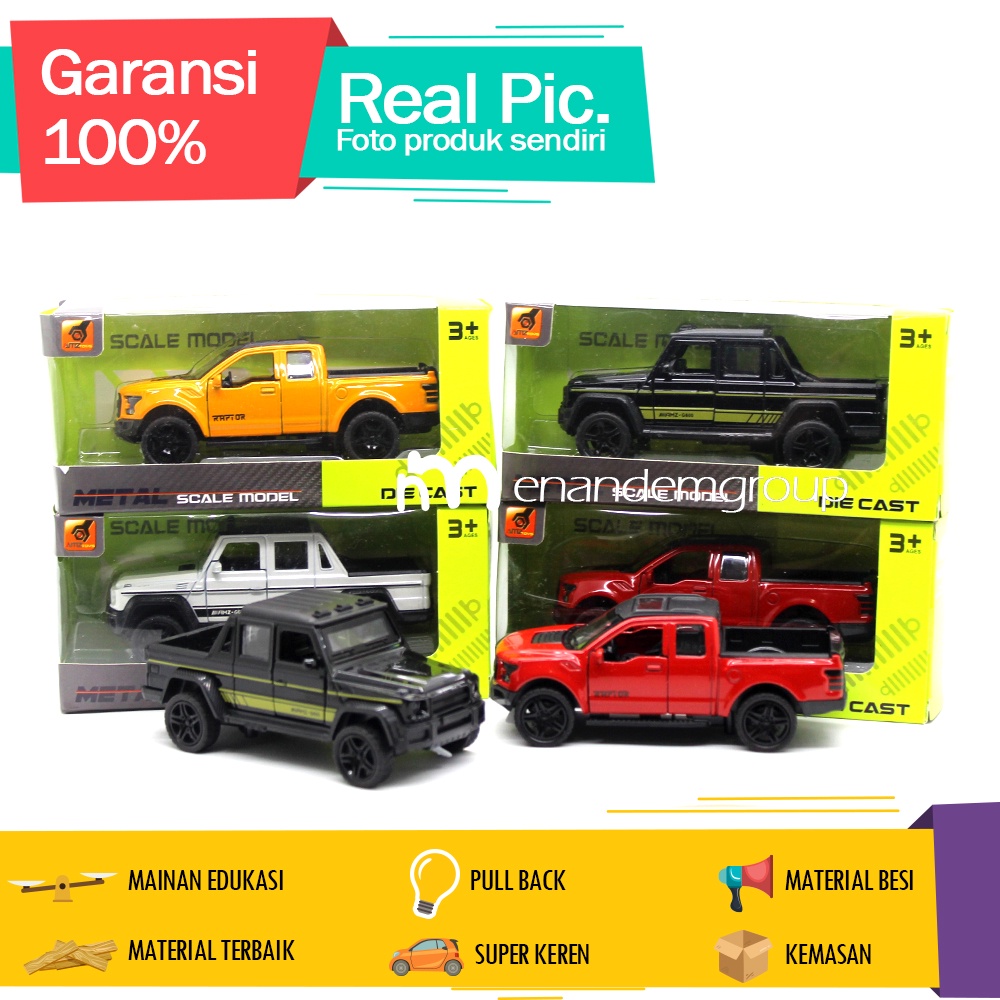 Jual Diecast Mainan Mobil Miniatur Jeep Truk Bak Terbuka Double Cabin ...
