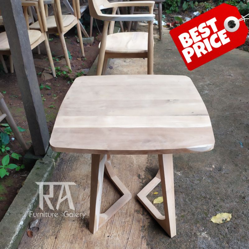 Jual MEJA TERAS MINIMALIS KAYU JATI NON FINISHING | Shopee Indonesia