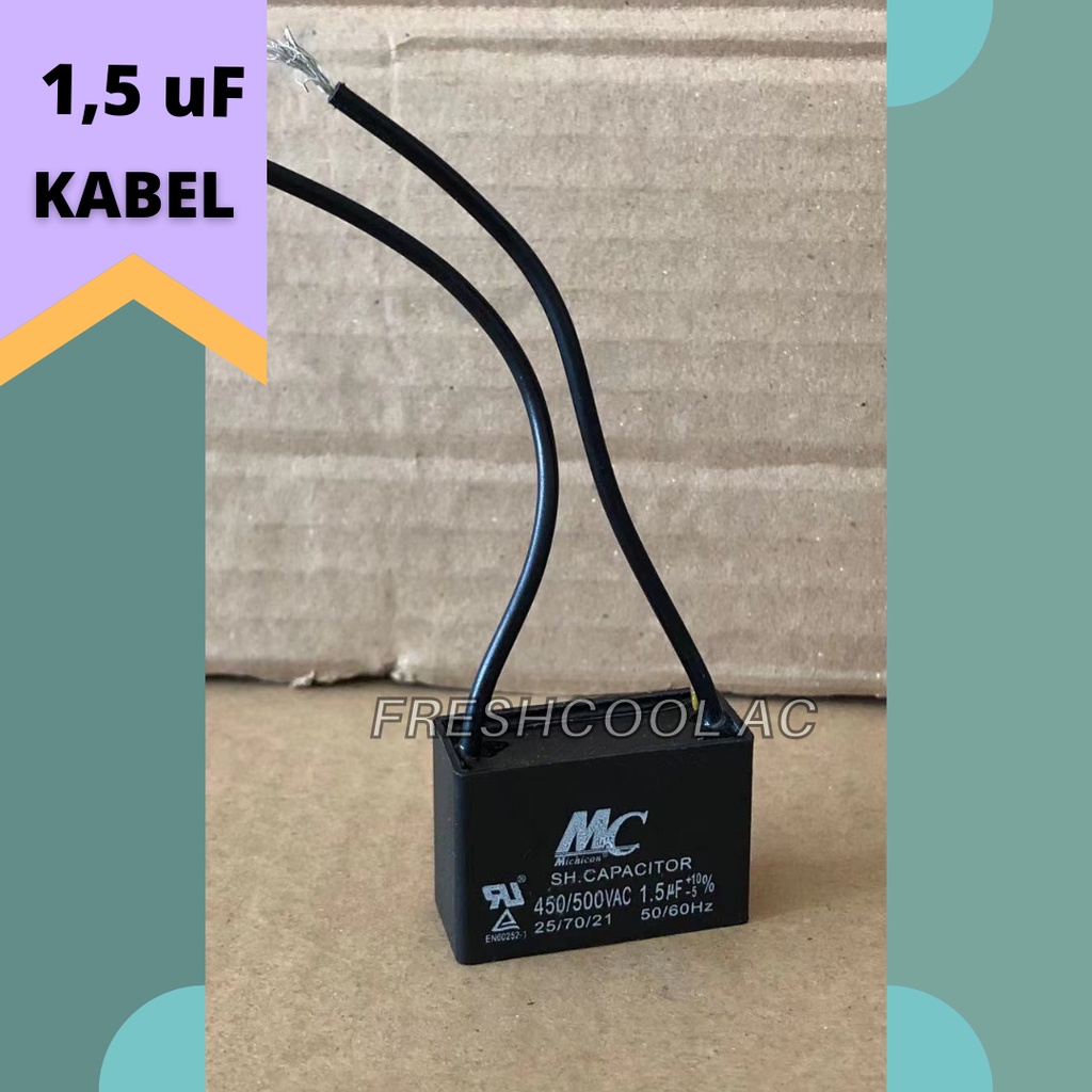 Jual KAPASITOR KABEL HITAM FAN AC 1,5 uF / 1,5 MIKRO (MERK MC) | Shopee Indonesia