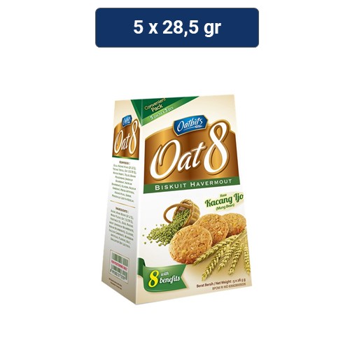 Jual Oatbits Oat 8 Biskuit Gandum Rasa Kacang Hijau 5 x 28.5 gr | Shopee Indonesia