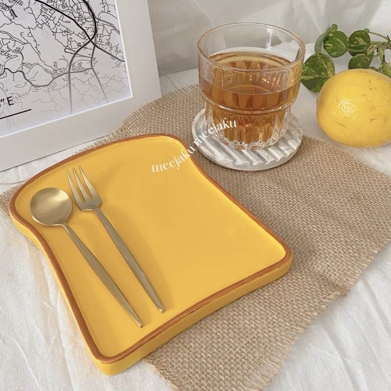 Jual ROTI PLATE Piring Keramik Roti Bread Shape Plate Ceramic Tawar ...