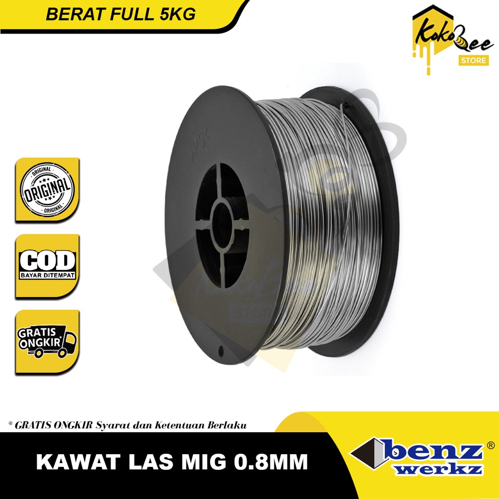 Jual Benz Werkz kawat las5 kg MIG flux core 0.8 mm CO tanpa Gas MIG 5kg ...