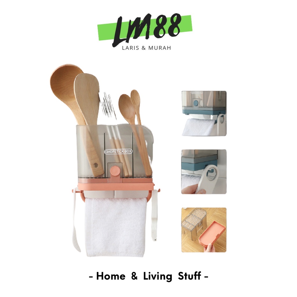 Tempat Alat Makan dan Alat Dapur Tempel Dinding / Rak Sendok Tempel ...