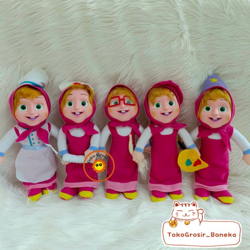 Jual Boneka Masha Muka Karet Profesi Action Ukuran 38cm dan Marsha ...