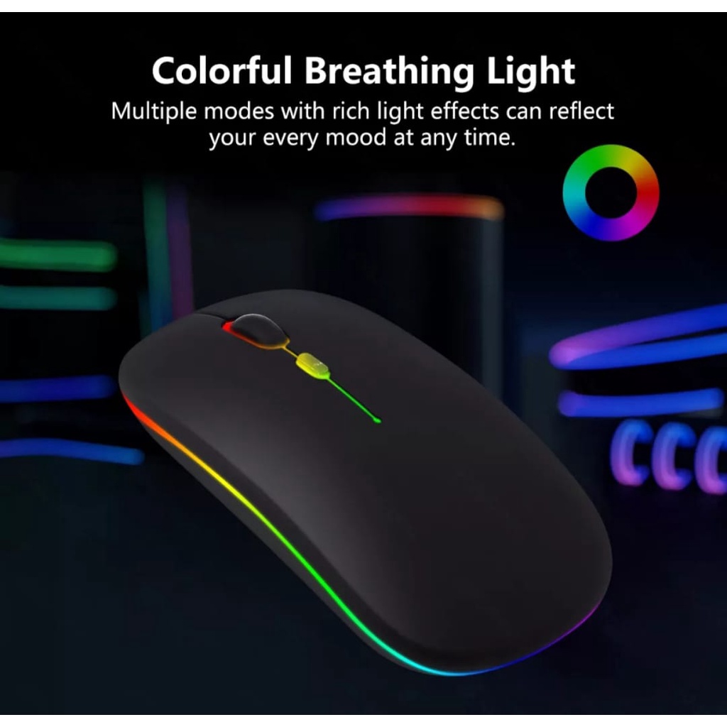 Jual Mouse Nirkabel 2.4Ghz Ergonomis, Mouse Gaming Lampu Latar LED ...