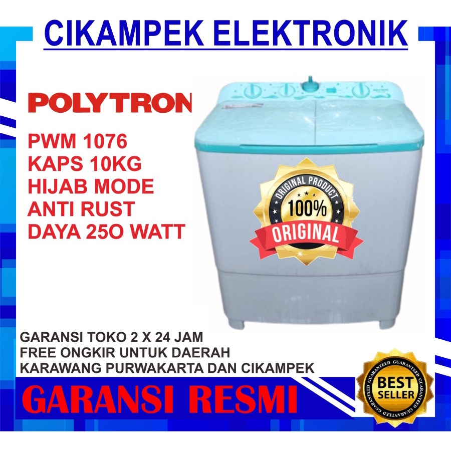 Jual MESIN CUCI POLYTRON PWM 1076 2 TABUNG 10KG | Shopee Indonesia