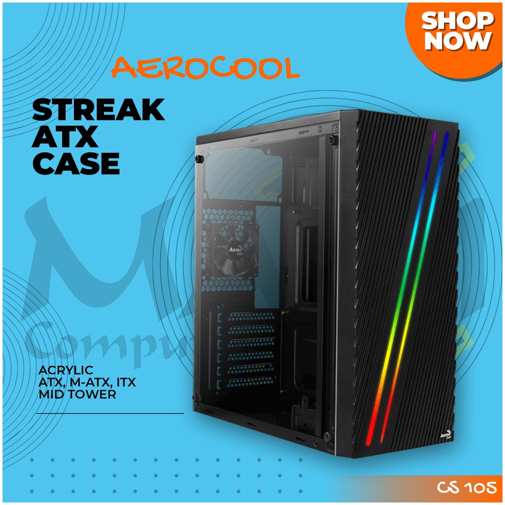 Jual AeroCool Streak RGB Flow Acrylic Side Panel ATX Mid Tower Gaming ...