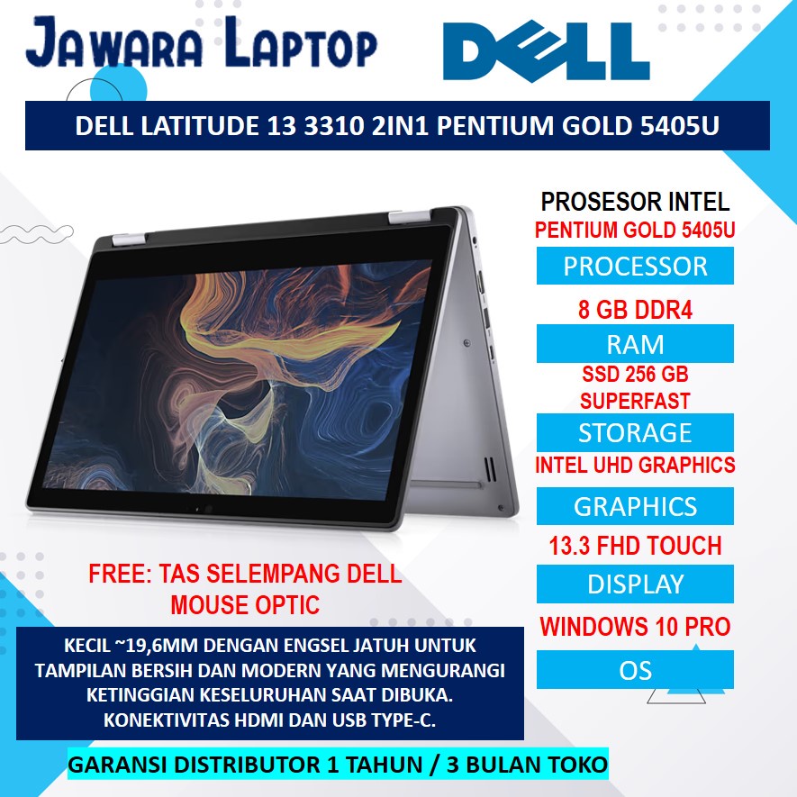 Jual 2IN1 LAPTOP DELL LATITUDE 13 3310 2 IN 1 INTEL PENTIUM GOLD 5405U ...