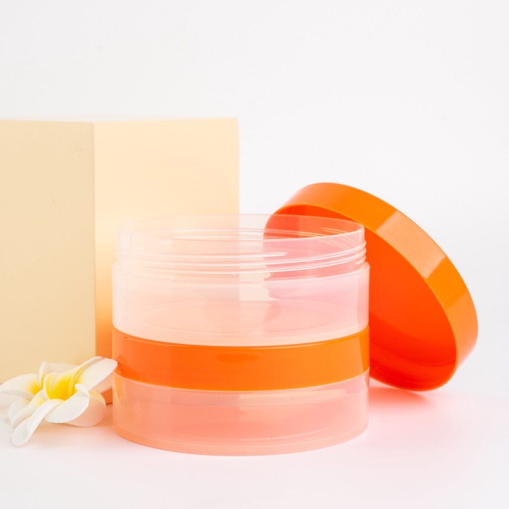 Jual Pot lulur Kosong 250 gr Natural Tutup Orange/ kemasan/Wadah kosong ...