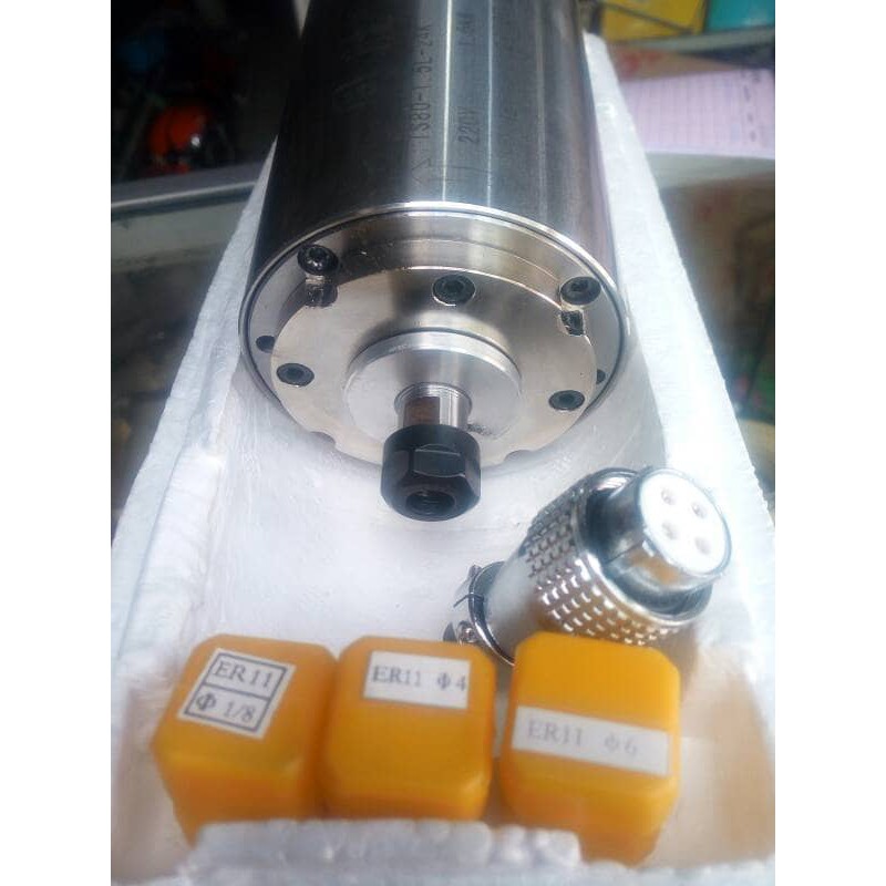 Jual CNC Spindle Motor water cooling 1.5Kw 5A ER11 80mm | Shopee Indonesia
