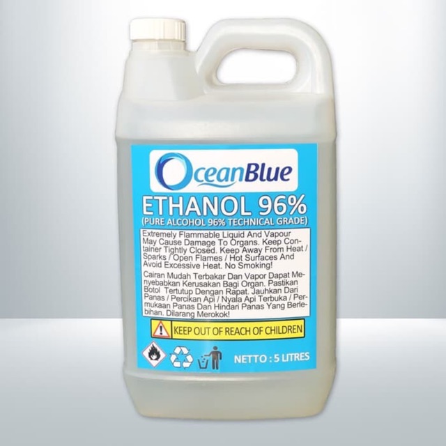 Jual Ethanol Alkohol Murni 96% Ocean Blue ukuran 5 Liter (5000 ml ...