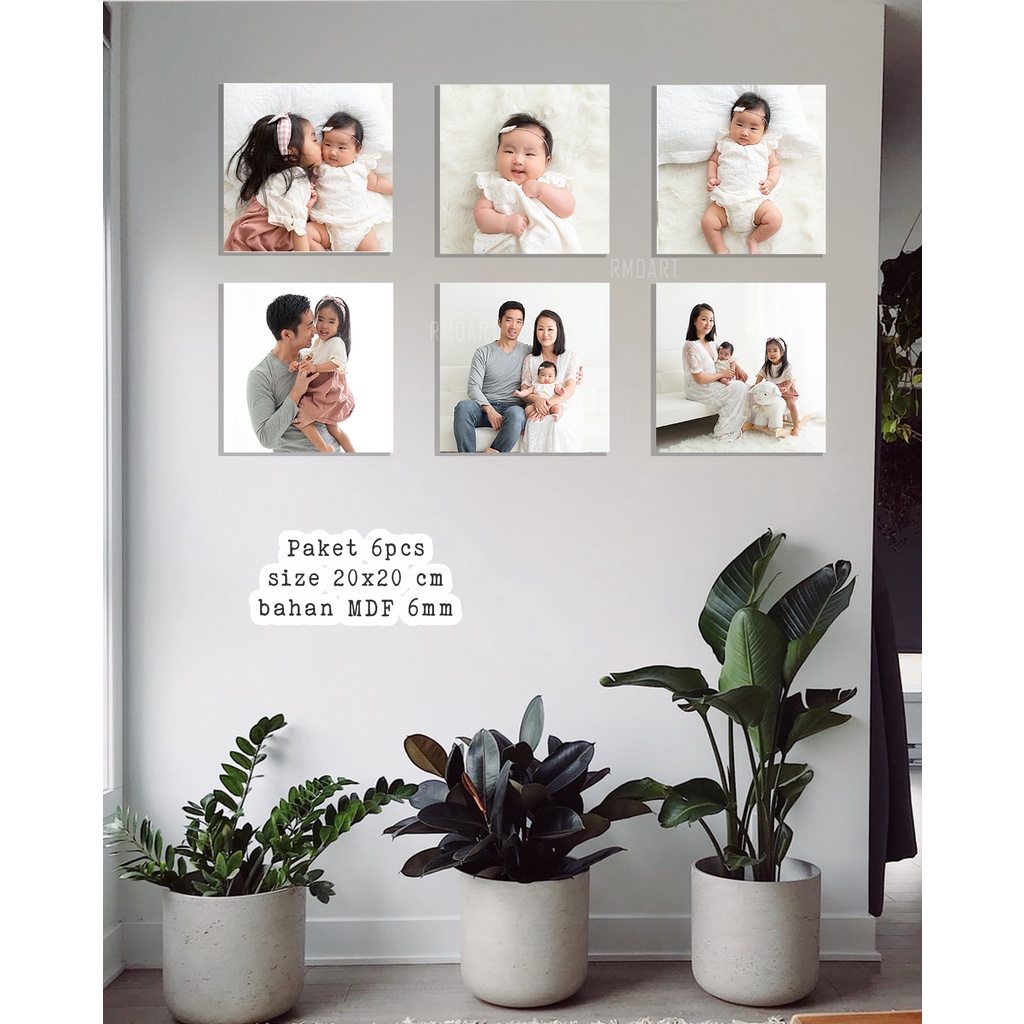 Jual paket cetak foto 6pcs dengan media papan mdf 6mm ukuran 20x20 ...
