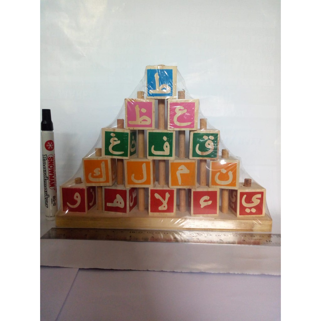 Jual Mainan Edukasi Anak Menara Balok Susun Piramid Piramida Huruf ...