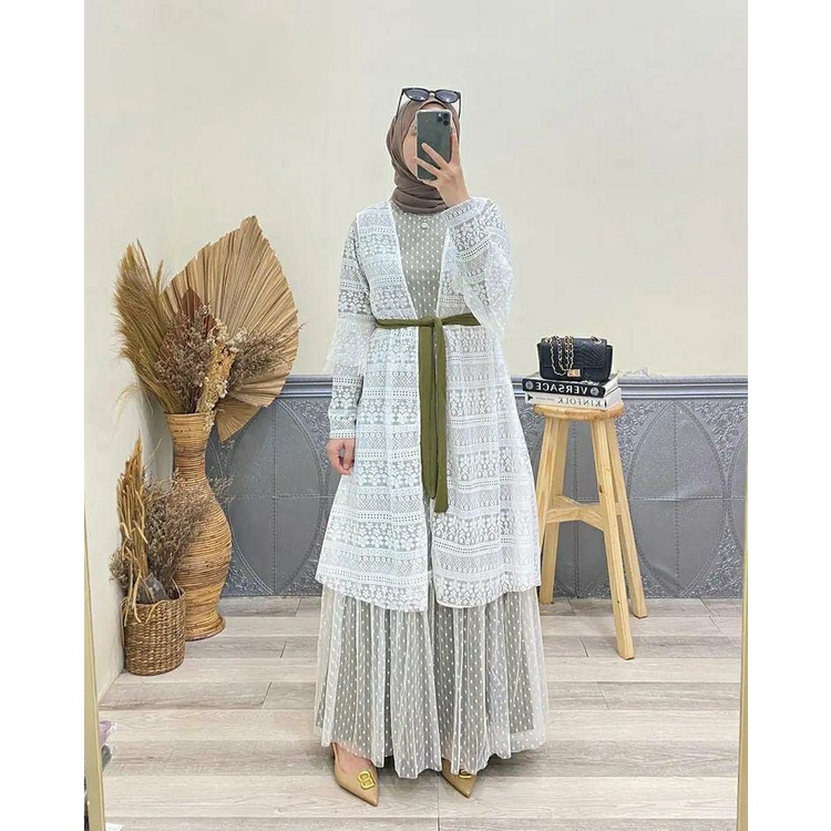 Jual yona dress brukat tile/gamis brukat/dress wanita mewah terbaru 2022/gamis terbaru 2in1/long ...