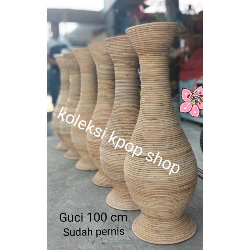 Jual Guci vas bunga 100 cm, Guci rotan 1 meter sudah pernis Indonesia ...