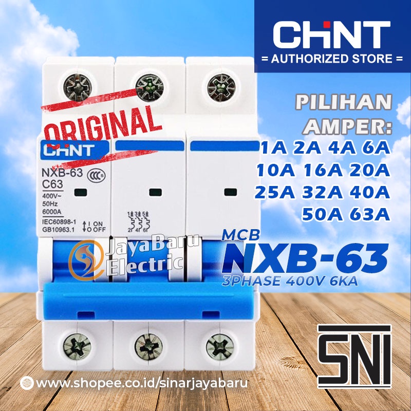Jual MCB Chint NXB-63 3P 3Pole 3Phase 1A 2A 4A 6A 10A 16A 20A 25A 32A 40A 50A 63A | Shopee Indonesia