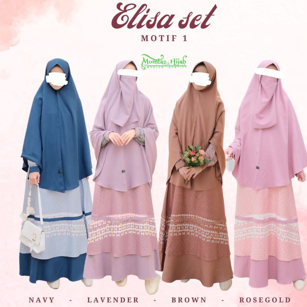 Jual Gamis Elisa Set Motif 1 by Mumtaz Hijab | Shopee Indonesia