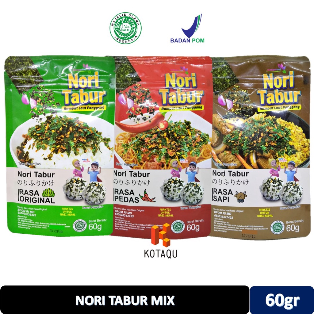 Jual Paket Mix Nori Tabur Rumput Laut Panggang 3 Rasa Original - Pedas ...
