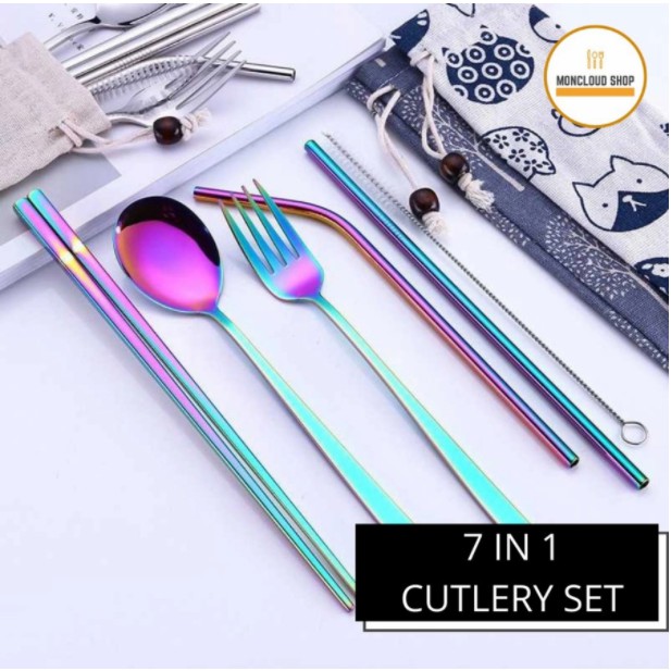 Jual Sendok Set Stainless Tebal Premium 7 in 1 Alat Makan Set Korea ...