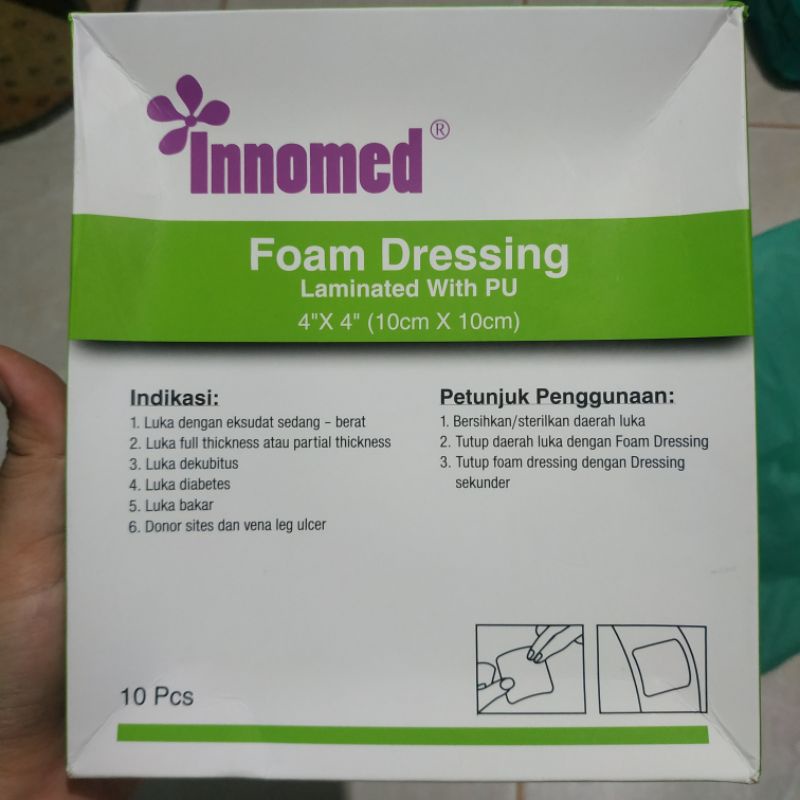Jual INNOMED FOAM DRESSING STERILE LAMINATED WITH PU 4"x4" 10x10cm ...