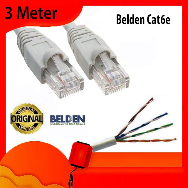 Jual Kabel LAN UTP Belden Cat 6 3M -Cat6 Belden Original Siap Pakai 3 Meter | Shopee Indonesia