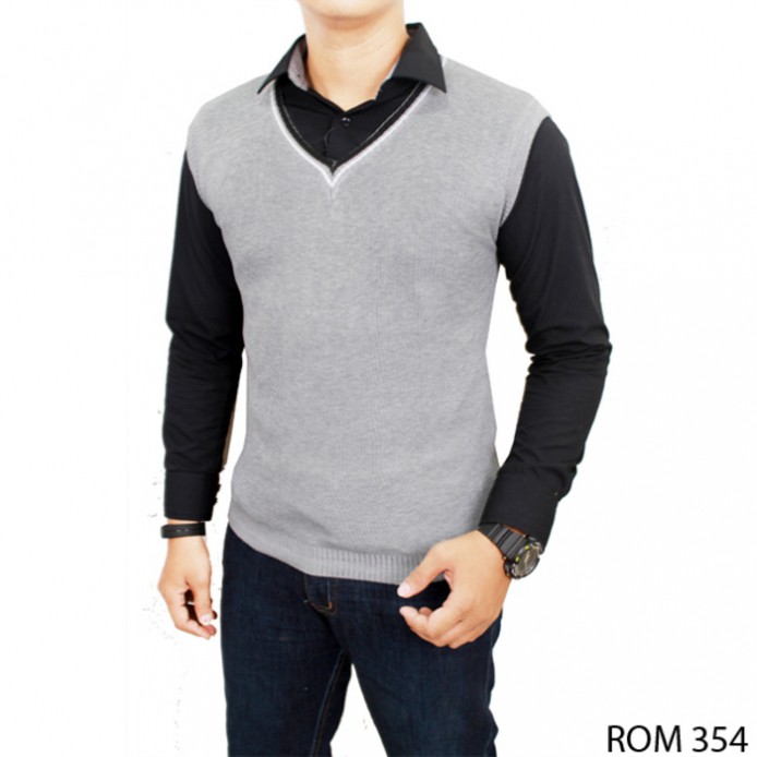 Jual PROMO!! ROMPI RAJUT PRIA RAJUT ABU ROM 354 VEST PRIA | Shopee ...