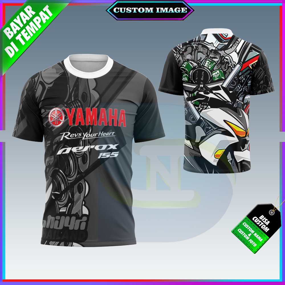 Jual Kaos Baju Yamaha Aerox 155, Jersey Kaos Yamaha Aerox 155 Revs Your Heart Terbaru Custom ...