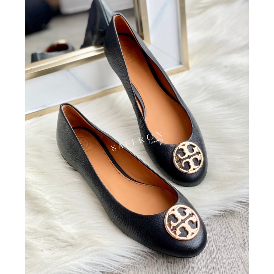 Jual Tory Burch Chelsea Ballet Flat Tumbled Leather / Perfect Black ...