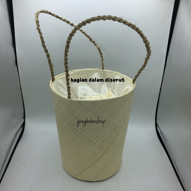 Jual Tas wanita Bulat hamper anyaman pandan serut ukuran kecil ...