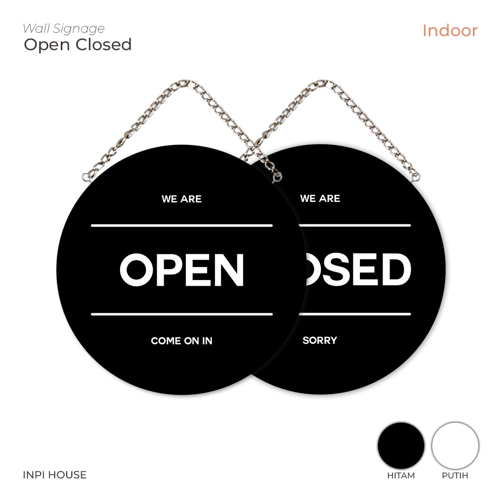 Jual open closed sign - papan tanda open close - wall signage open ...