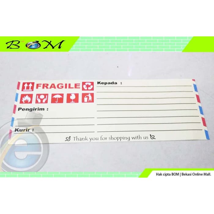 Jual stiker sticker label pengiriman pengirim fragile glossy mengkilap ...