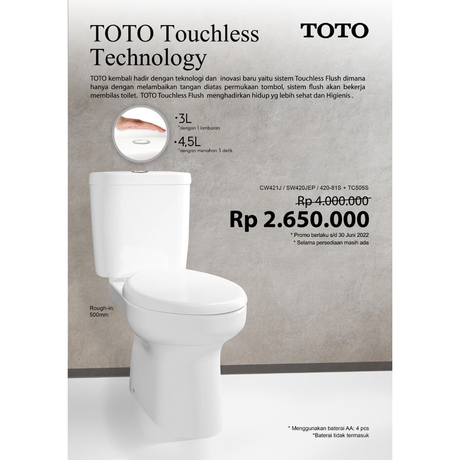 Jual TOTO - KLOSET DUDUK TOTO CW 421 J SENSOR PUTIH ( HARGA PROMO ...