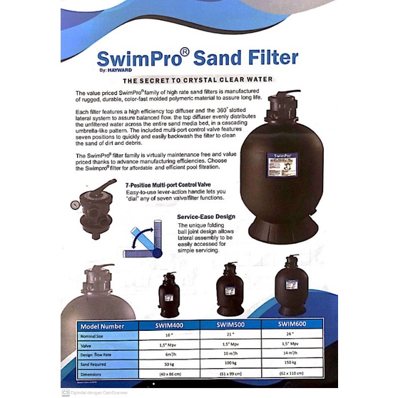 Jual SWIMPRO II SAND FILTER -SWIM 400 -16"- BLACK FILTER KOLAM RENANG ...