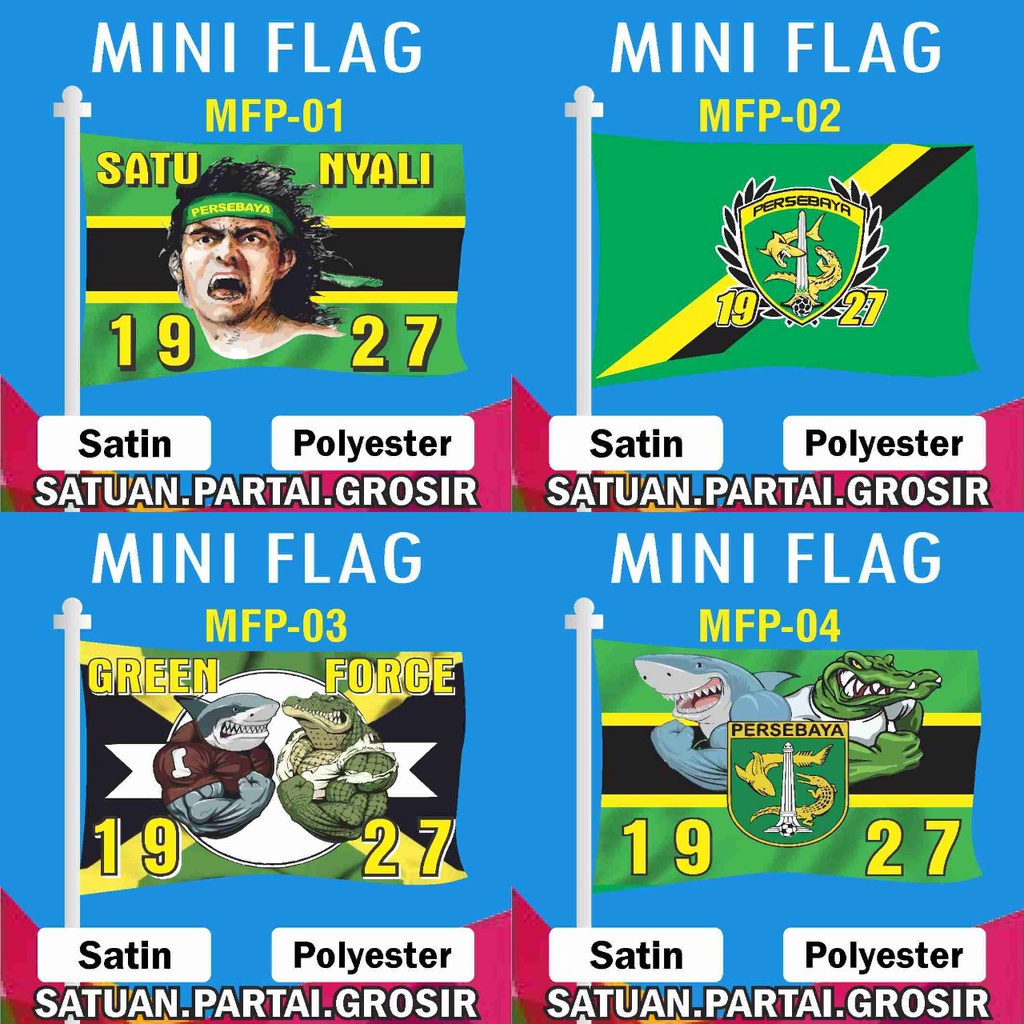 Jual MINI FLAG PERSEBAYA / BENDERA PERSEBAYA / SABLON BENDERA CUSTOM ...