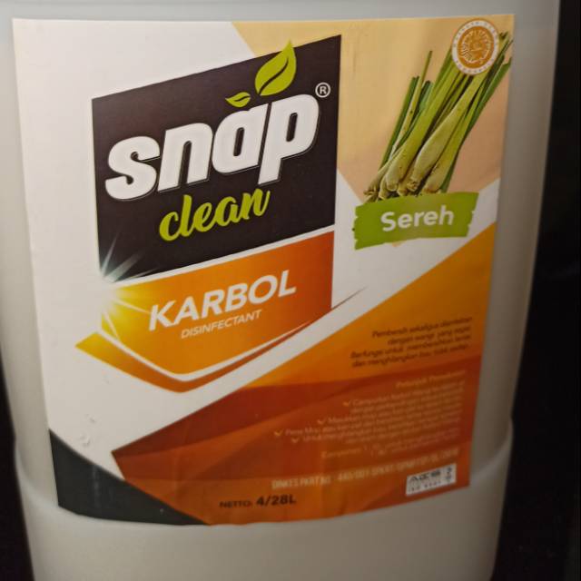 Jual SNAP clean KARBOL Sereh wangi 4liter yang harumnya menyegarkan ...