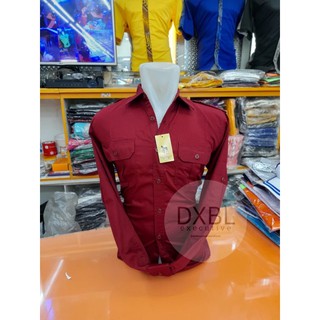 Jual DXBL Kemeja Merah Maroon PDH pangkat SAFARI Panjang | Shopee Indonesia