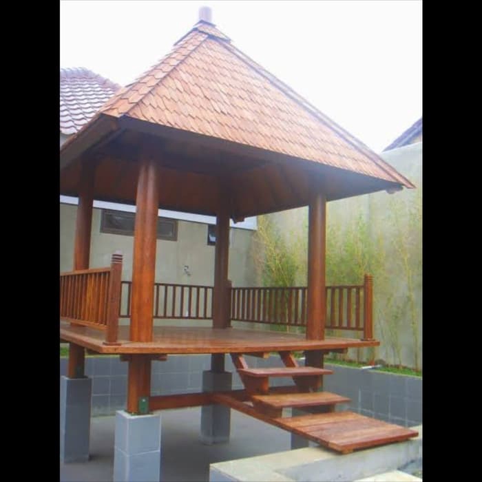 Jual Gazebo taman kolam modern saung kayu murah Asli Jepara Indonesia ...
