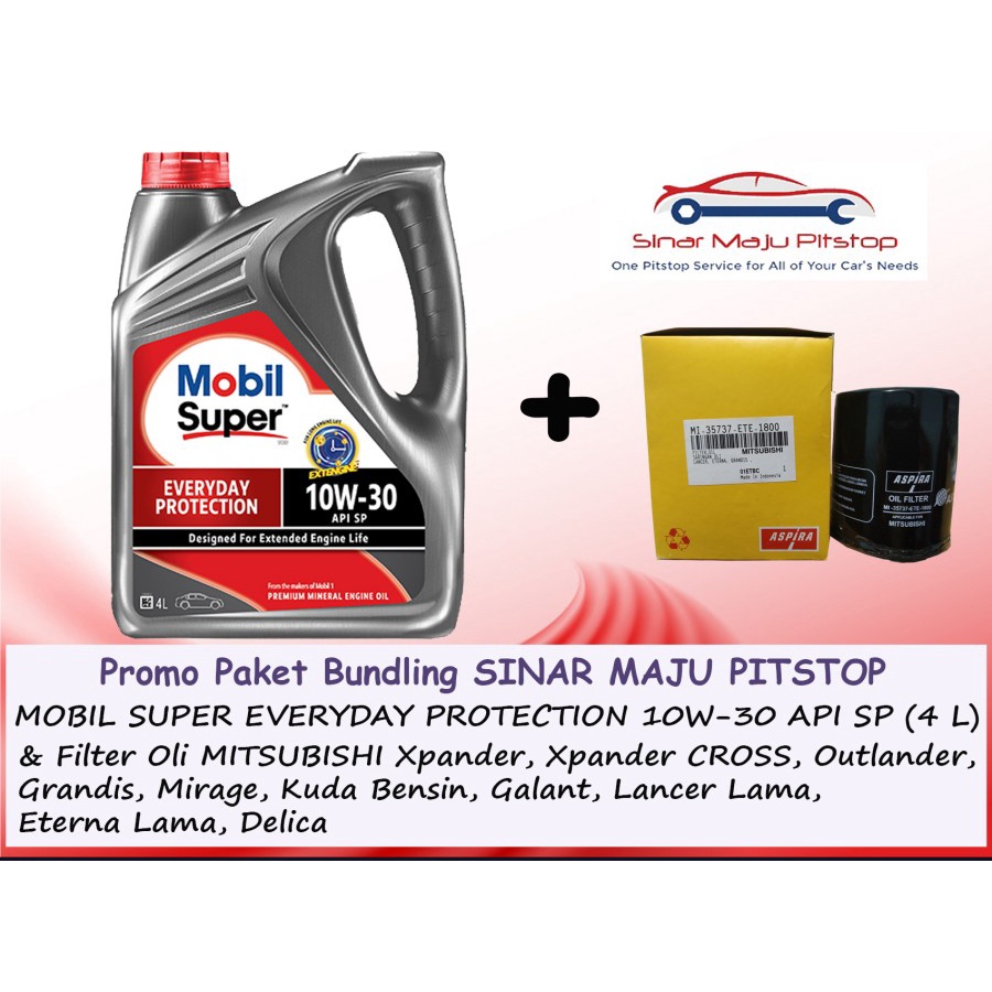 Jual Paket Bundling Oli MOBIL 1 SUPER SAE 10W-30 API SP 4 Liter ...
