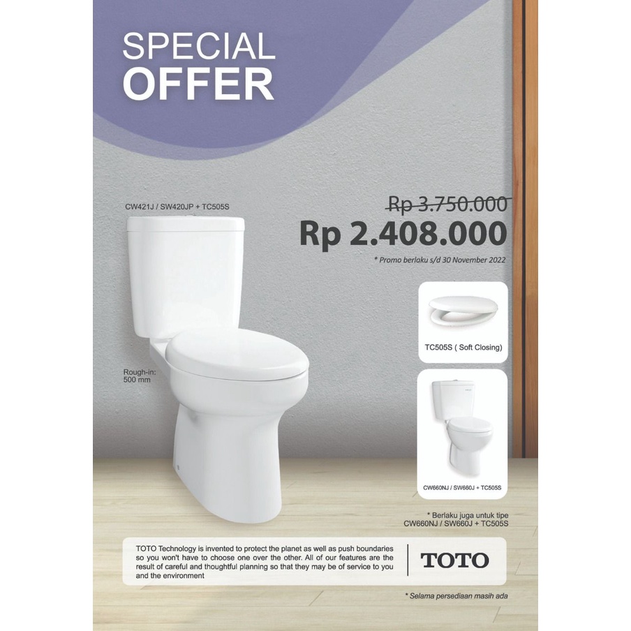 Jual TOTO CW421J +TC505S CLOSET DUDUK | Shopee Indonesia
