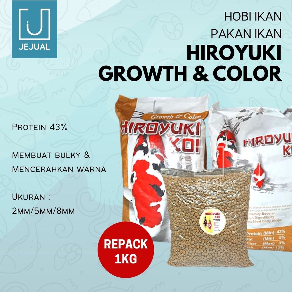 Jual Pakan HIROYUKI KOI 1kg Growth & Color/KUNING Protein Tinggi 1 ...