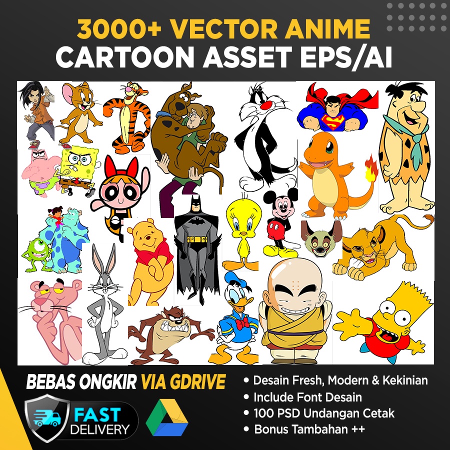 Jual 3000+ Vector Anime Cartoon Asset EPS AI Siap Edit | Shopee Indonesia