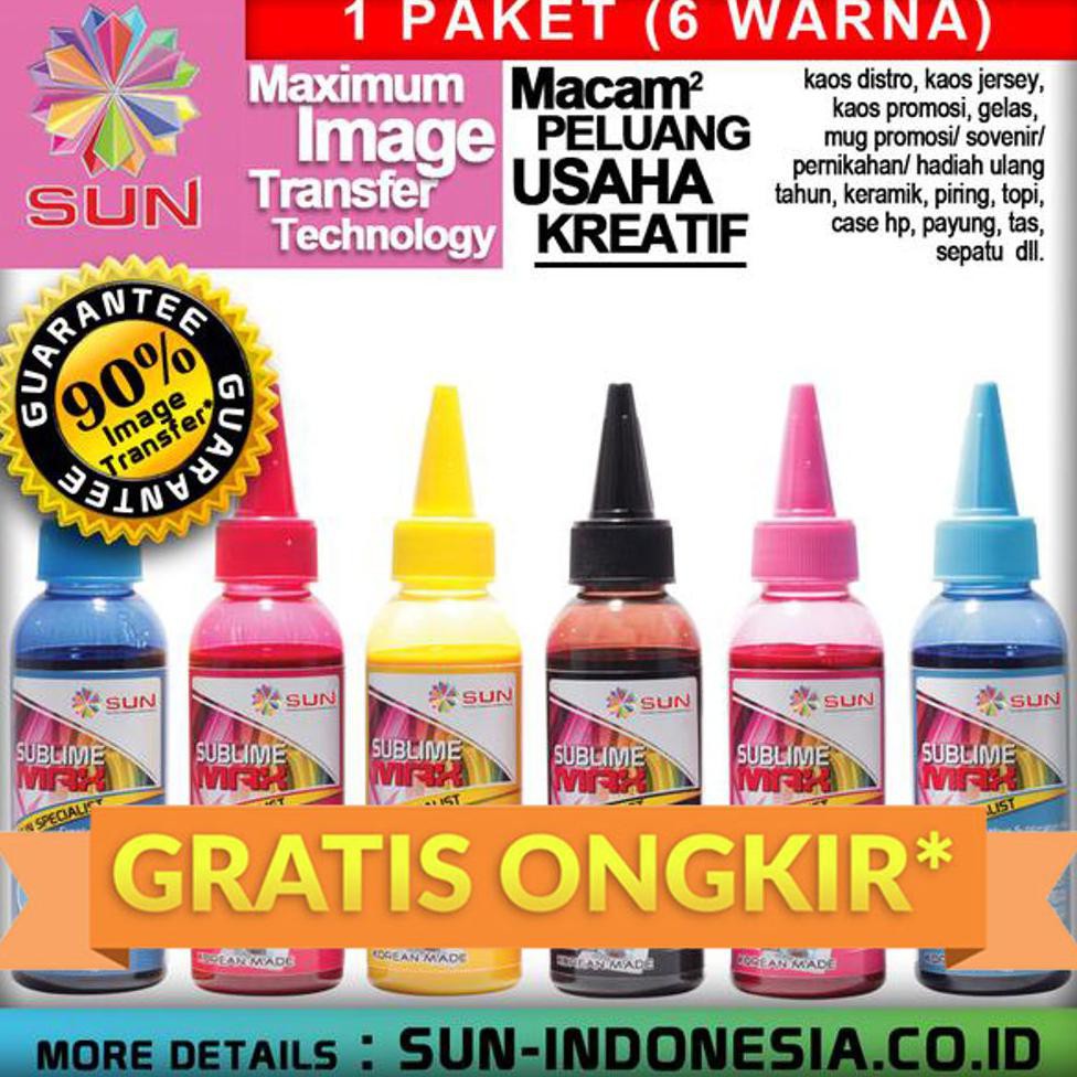 Jual TINTA SUBLIM - SUN SUBLIME MAX INK 100 ML (Set 6 Warna) | Shopee ...