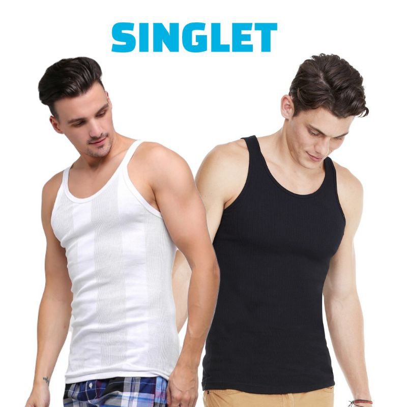 Jual kaos singlet pria ready hitam dan putih | Shopee Indonesia