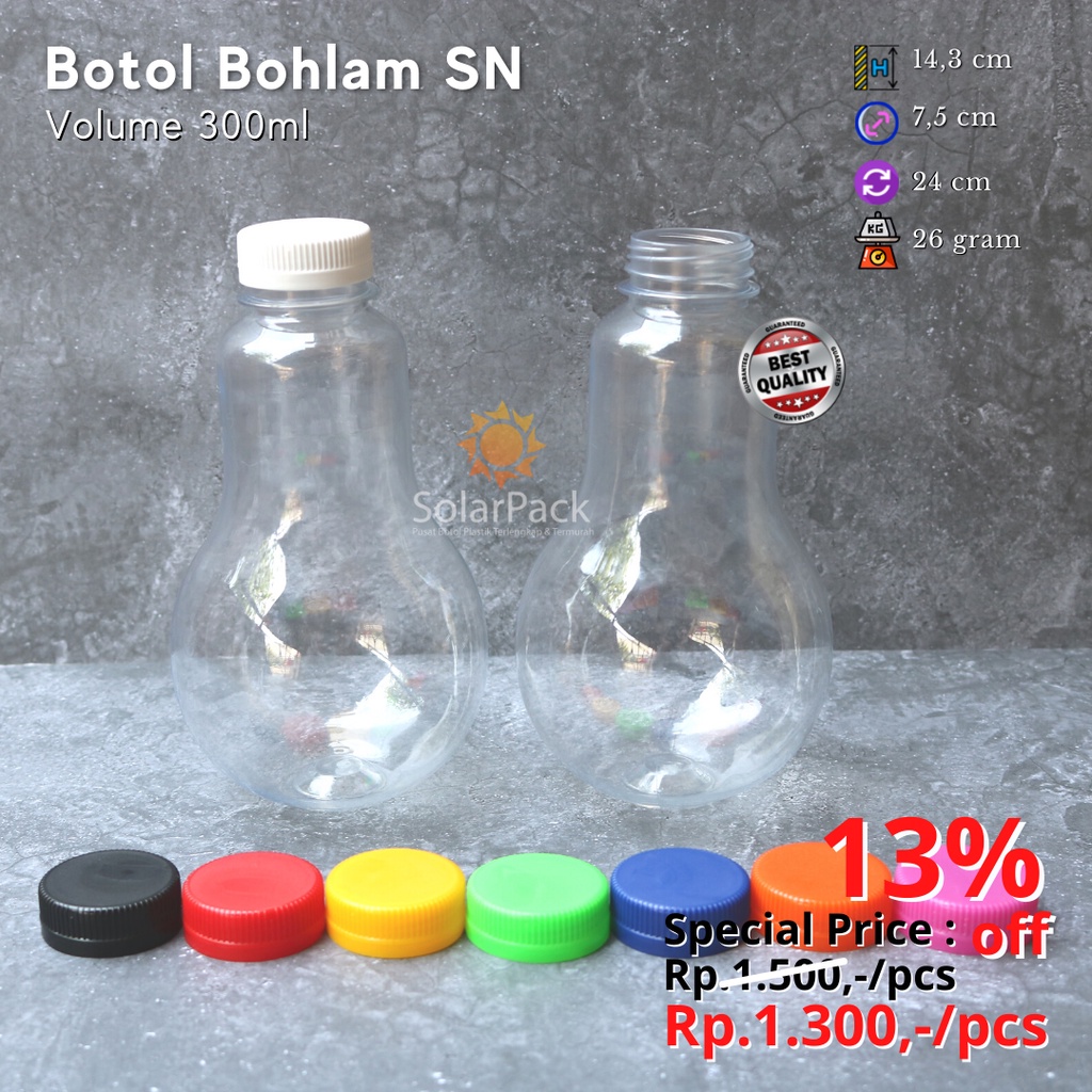 Jual Botol plastik minuman 300ml pet bohlam SN (MINIMAL ORDER 20 PCS ...