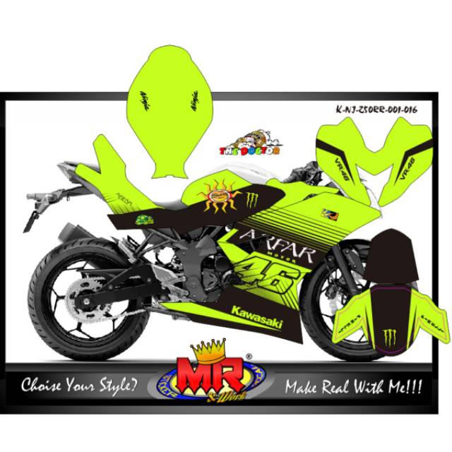 Jual Decal Dekal Ninja 250 RR mono Stiker Sticker Ninja 250SL full body ...