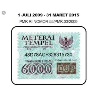 Jual 1 pc Materai Tempel DJP Rp 6000 Rupiah Tahun 2009,2010,2011,2012,2013,2014,2015 Matrai lama ...